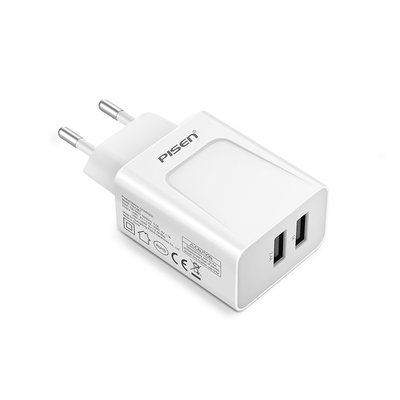PISEN CB CE Certification 5V 2.4A Mobile Phone Portable EU Dual USB Wall Charger