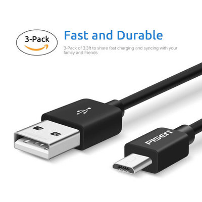 PISEN 1m 3.28ft 2 in 1 Fast Charging Micro USB Cable for Samsung Nokia Motorola
