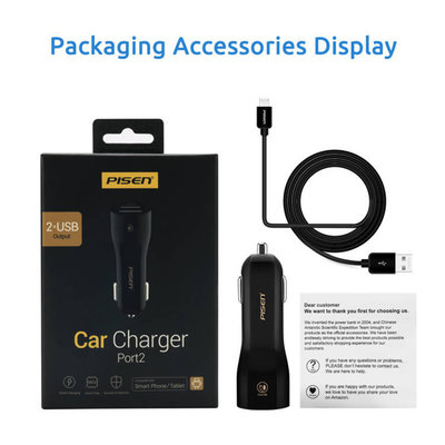 PISEN Mobile Phone Universal Smart Wireless 5V 1A 2A Dual USB Car Charger CE FCC Certification