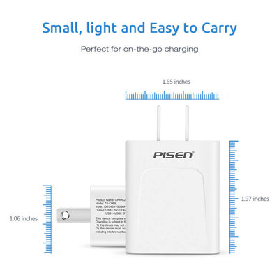 PISEN FCC Certification Mobile Phone Portable 5V 2.4A US Dual USB Wall Charger