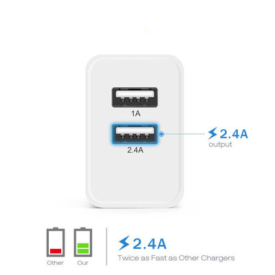 PISEN FCC Certification Mobile Phone Portable 5V 2.4A US Dual USB Wall Charger