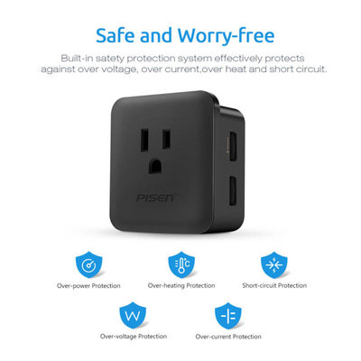PISEN NEW 2017 Mobile Phone Portable 5V 1.5A 2.4A US Dual USB Wall Charger