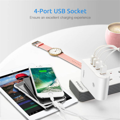 CCC Certification PISEN Mobile Phone Portable 5V 1A 2A 4 Port USB Wall Charger