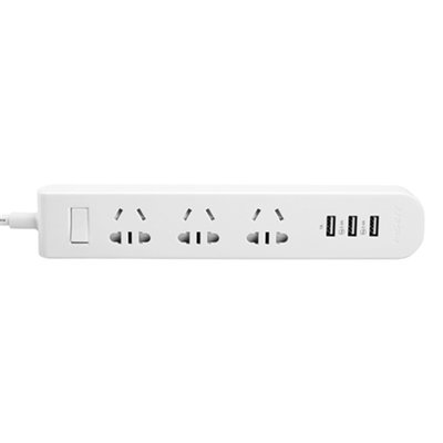 PISEN 1.8m 6ft Cable Fast Charging 3 Outles Power Strip With 1A 2.4A 2.4A 3 USB Output