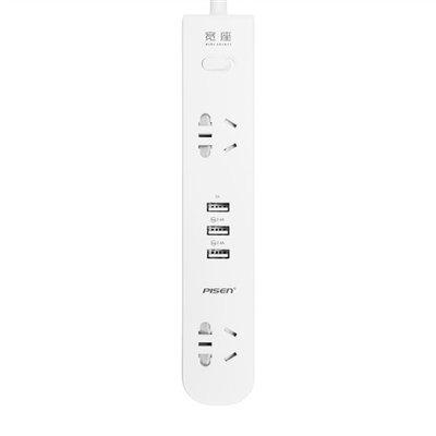 PISEN RoHS Certification 1.8m 6ft Cable 2 Outles Euro Standard Power Strip With 1A 2.4 A 2.4A 3 USB Charger
