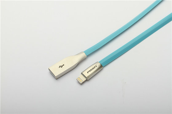 PISEN 1m 3.28ft Durable Multicolor Double Sides Workable Fast Charging Flat Zinc Alloy Cable for iPhone iPad