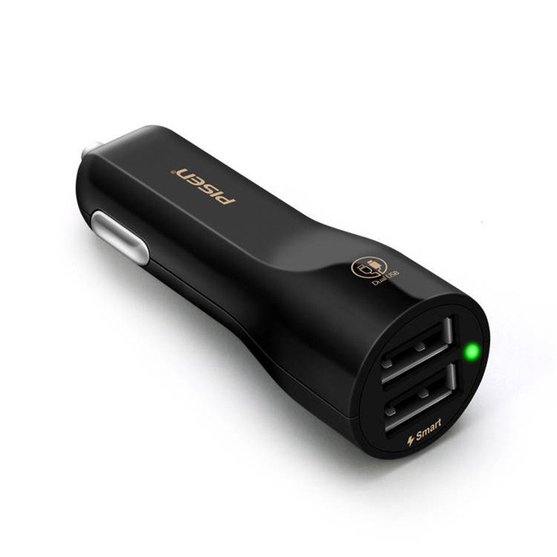 PISEN Mobile Phone Universal Smart Wireless 5V 1A 2A Dual USB Car Charger CE FCC Certification