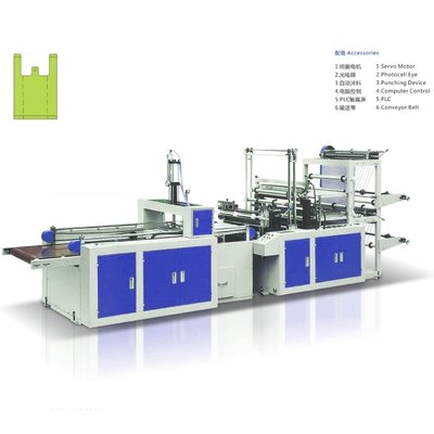 Full automatic plastic T-shirt bag, Handle bag making machine