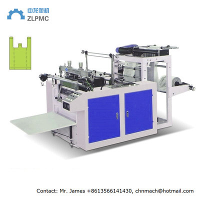 Hot sealing and cutting plastic bag making machine, for t-shirt bag