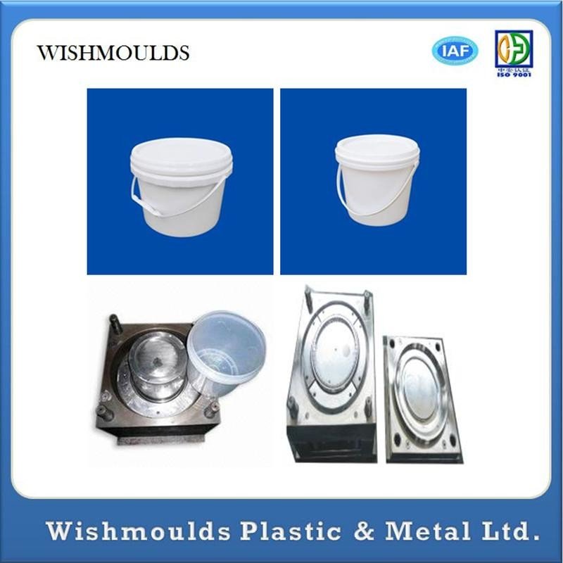 PP Material Injection Moulded Plastic Bucket With Lid Bucket Mould 300,000 Shots