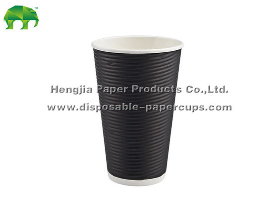 Environmental 16oz / 22oz Corrugated Disposable Coffee Cups With Lids And Sleeves