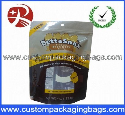 Yellow Plastic Custom Printed Stand Up Zip Pouches For Cookies