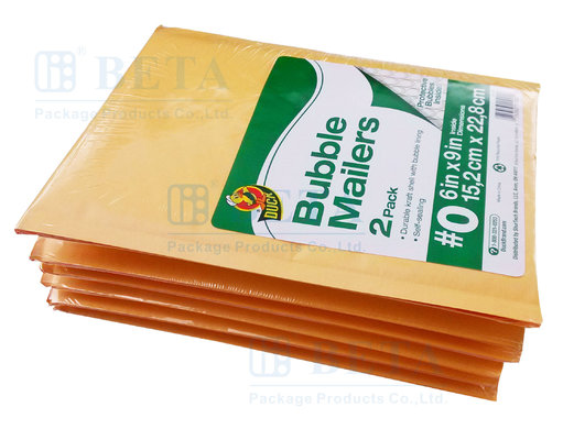Retail Shrink Pack Kraft Bubble Mailer 2pk #0 With Custom Label