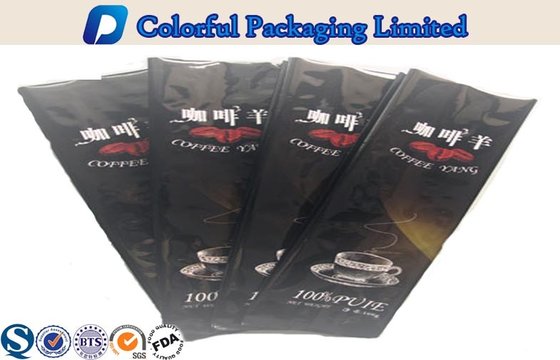 Black Side Gusset Coffee Packaging Bags with Tin Tie / Heat Seal