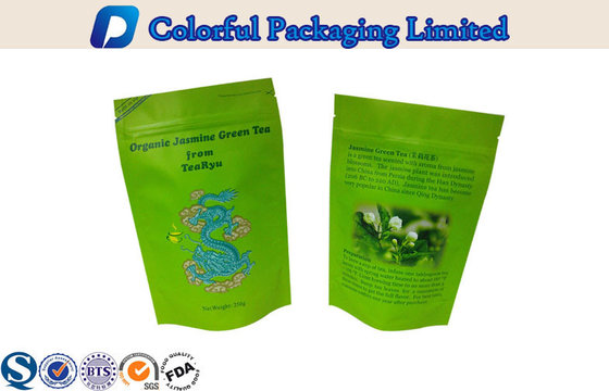 100g / 250g / 500g Matt Varnish Printing Tea Packaging Bags For Green Tea