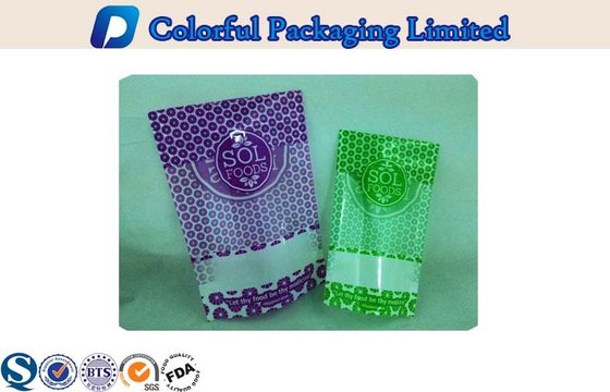 Ziplock Resealable Plastic Stand Up Pouches , Transparent Packaging Bag
