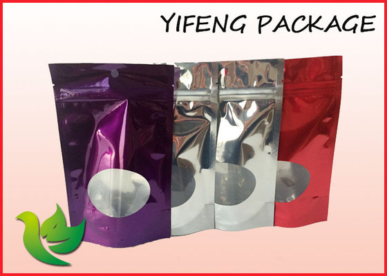 PET / AL / PE Aluminum Foil Bag lamination plastic bag with ziplock top and clear window