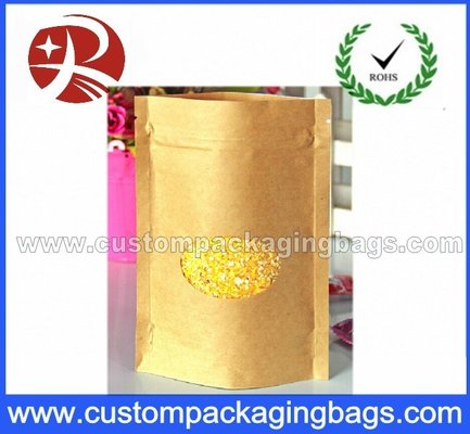Popular Kraft Paper Plastic Ziplock Bags With Ground Transparent Window