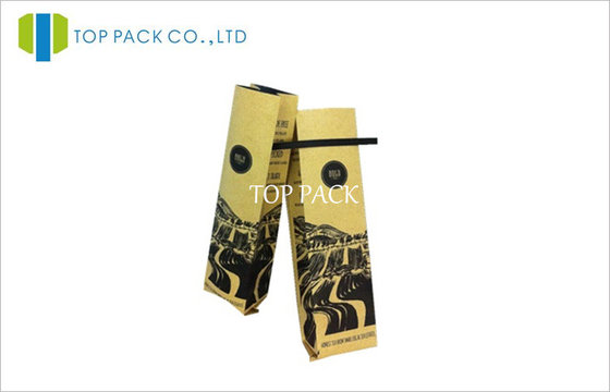 Kraft Paper Coffee Bean Packaging Bags Side Gusset Black Tin Tie