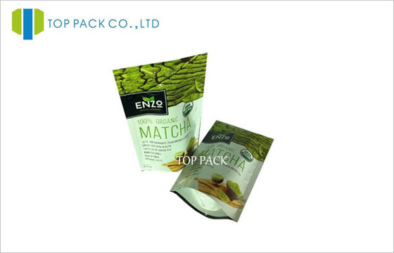 Tea Storage Stand Up  Zipper Tea Packaging Bags Recycled With Tears Notch