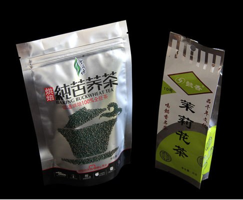 Plastic Zipper Baking Buckwheat Tea Coffee Bag With Tear Notch On Two Sides