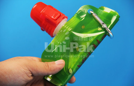 Collapsible Plastic Anti-bottle Water Bag With Carabiner Hook
