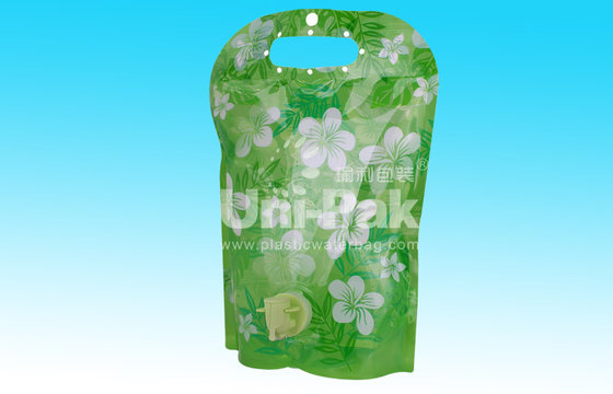 Green Foldable Outdoor Water Container 3L Stand Up With Spout