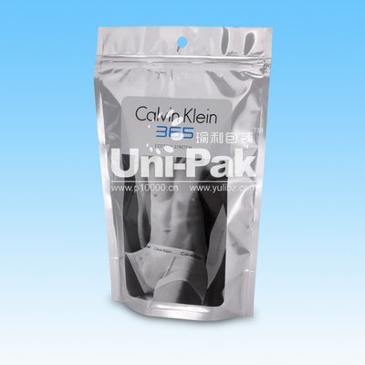 Stand Up Customized Printing Garment Packaging Bags With Ziplock Underwear