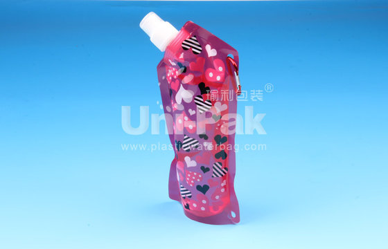 Water Proof Plastic Water Bag , Foldable Sport Drinking Water Stand Up Pouch