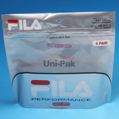 Reclosable Ziplock Garment Packaging Bags Stand Up Shape For Underwear