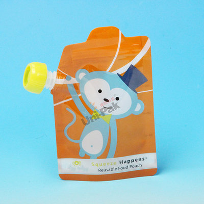 BPA Free Plastic Water Bag For Kids / Baby Food Pouch With Spout
