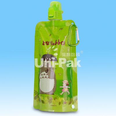 PET / PA / PE Foldable BPA Free Plastic Water Bag Pull-Push  Spout