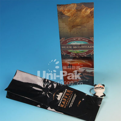 Aluminum Foil Stand Up Coffee Pouch With One Way Degassing Valve Heat Sealed with Tear Notch