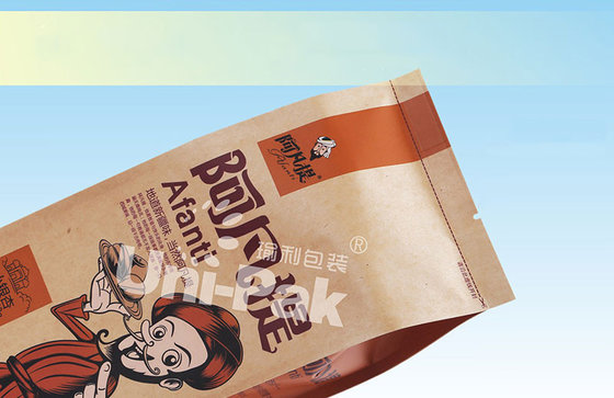 Customize Standing Up Brown Kraft Paper Snack Food Packaging Bag With Windows