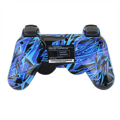 Charging Ps3 Joystick Wireless , Gamepad Ps3 Controller Blue Graffiti Bluetooth Tech
