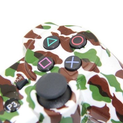 Dual Vibration Bluetooth Playstation 3 Controller Green Brown Camouflage Color