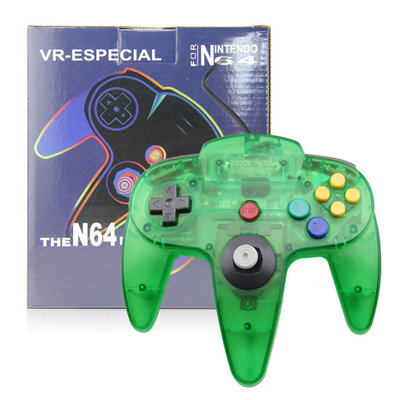 Clear Green N64 Game Controller Classic Wired Gamepad Joystick Plastic Material