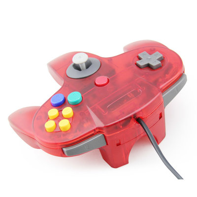 Classic Wired N64 Game Controller Gamepad Joystick Crystal Red Color Plastic Material