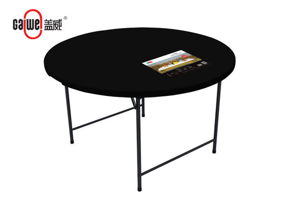 Caravan PE Plastic Collapsible Round Table White / Black Color Steel Tube Frame