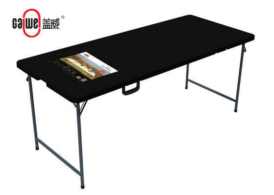 Outdoor Picnic HDPE Plastic Folding Tables Lightweight With Iron Tube Legs