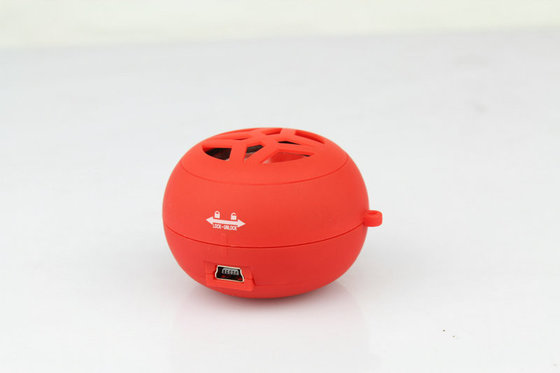 Promotional Red Mini DC 5V Hamburger Speaker / Portable Speakers For Cell Phones With Li-ion Battery