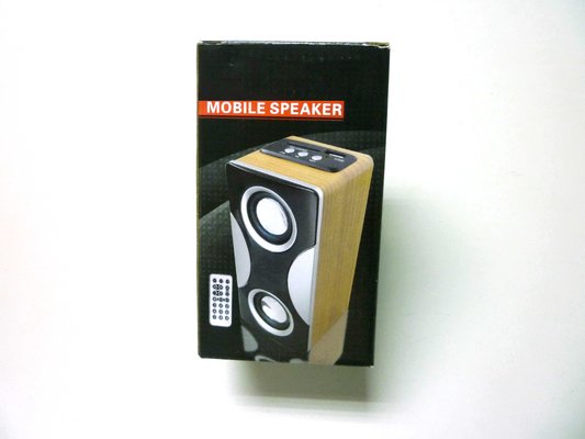 Stereo Audio Cable Remote Control Wooden Speakers For Ipod With SD Card