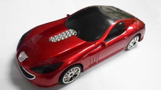 Yellow Car Shape Portable Speakers For Laptops With MP3 / MP4 Player