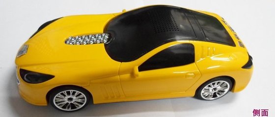 Yellow Car Shape Portable Speakers For Laptops With MP3 / MP4 Player