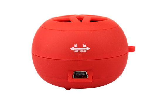 Promotional Red Mini DC 5V Hamburger Speaker / Portable Speakers For Cell Phones With Li-ion Battery