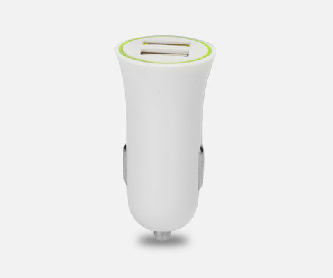 14.5g Double Ports USB Car Phone Charger Fire Proof ABS PC Material