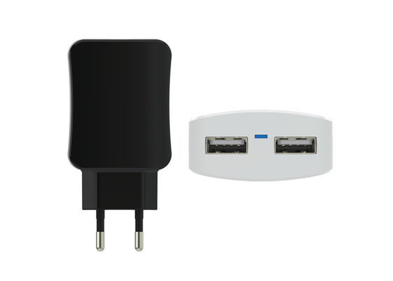 Double Port Dual USB Wall Charger ABS PC Material EU Pin Socket Type