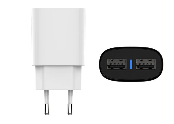 5V 2.4A Dual USB Wall Charger Adapter With EU Plug 100-240V 50 / 60Hz Input