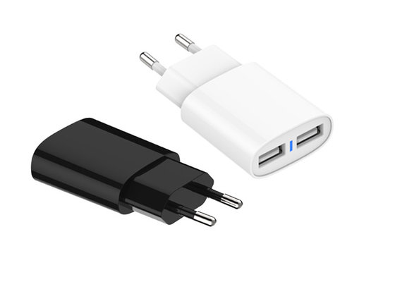 Led USB Power Adapter Output 5V 2.4A 2 Ports Fire Proof ABS PC Material