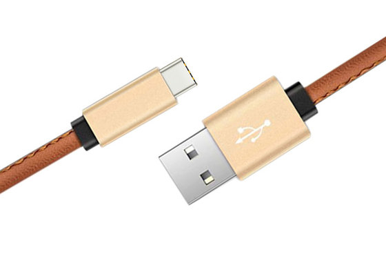 PU Leather Aluminum Type C Charging Cable , 3.3FT Type C To USB A Cable